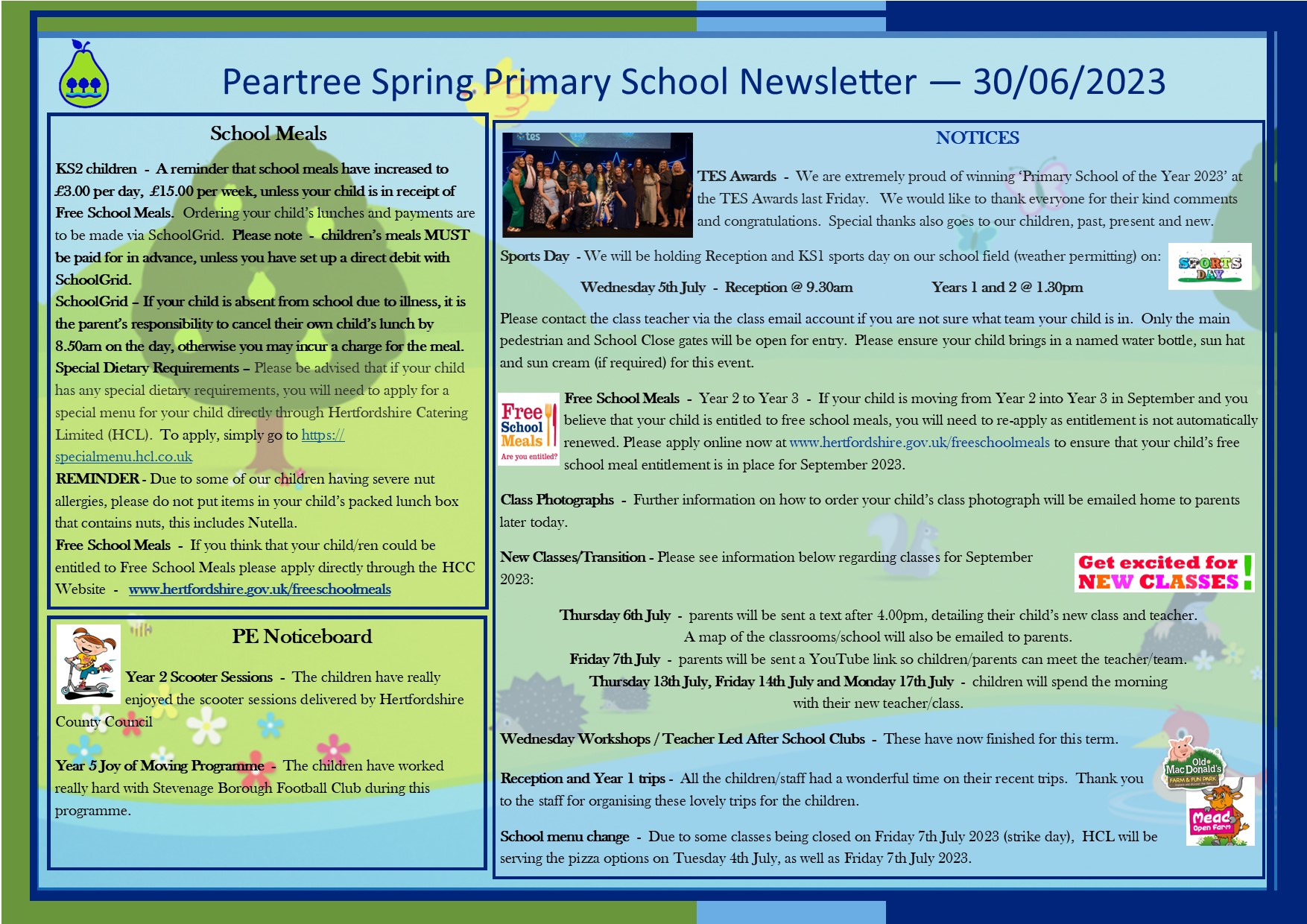 Letters / Newsletters – Peartree Spring Primary School